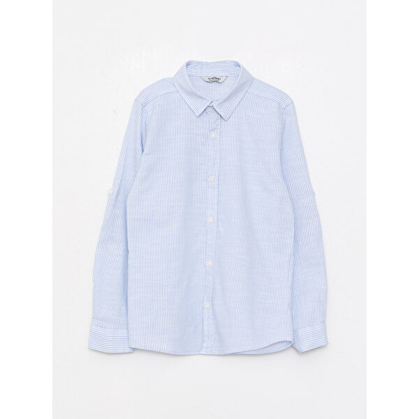 Çizgili Uzun Kollu Poplin Erkek Çocuk Gömlek