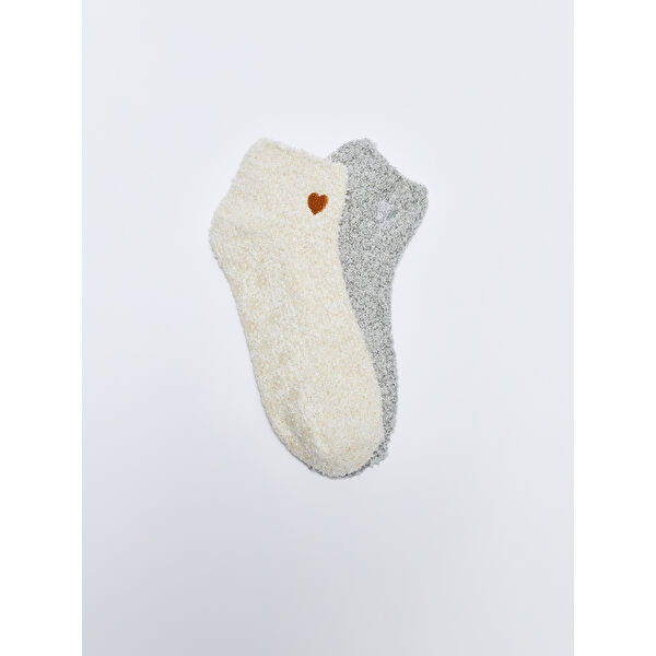 Nakışlı Kadın Ev Çorabı 2'li Paket