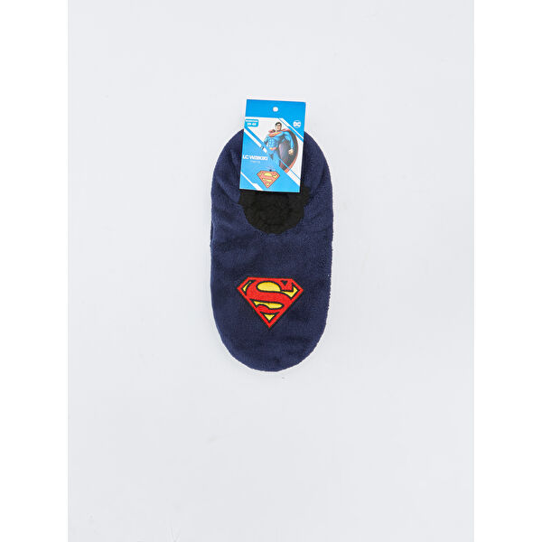 Süperman Baskılı Pelüş Erkek Ev Çorabı