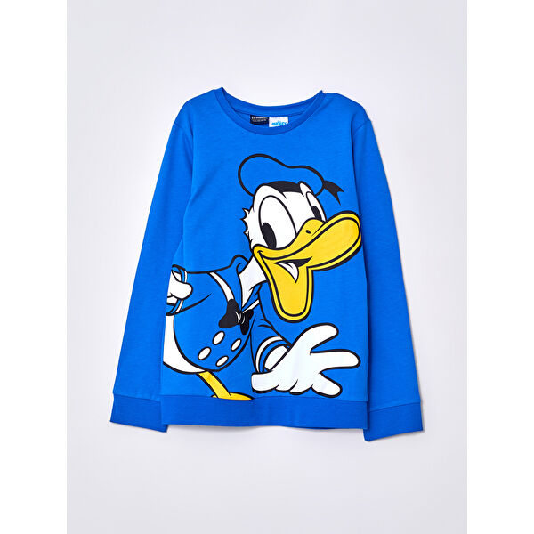 Bisiklet Yaka Donald Duck Baskılı Uzun Kollu Erkek Çocuk Tişört Bisiklet Yaka Donald Duck Baskılı Uzun Kollu Erkek Çocuk Tişört