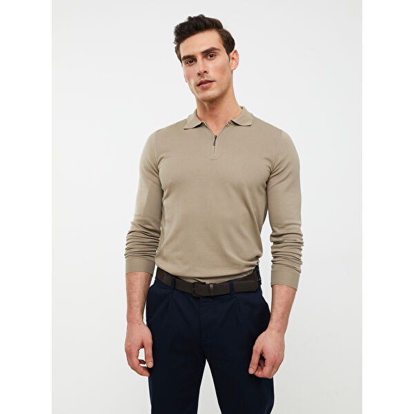 Polo Yaka Uzun Kollu Pike Erkek Triko Kazak Polo Yaka Uzun Kollu Pike Erkek Triko Kazak