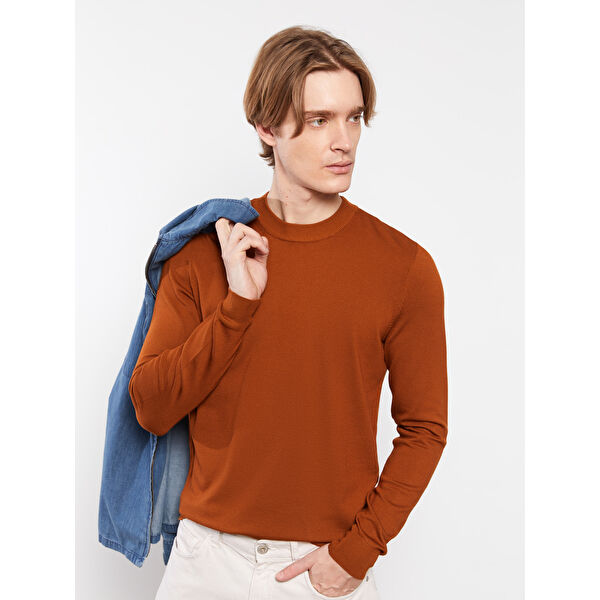 Bisiklet Yaka Uzun Kollu Erkek Triko Kazak