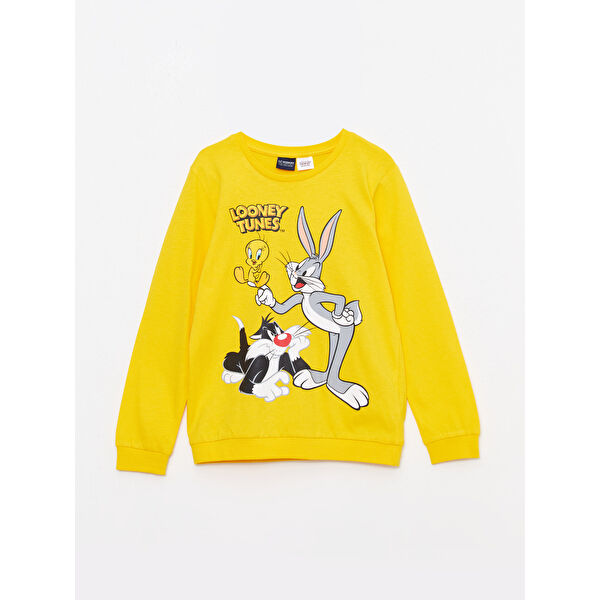 Bisiklet Yaka Looney Tunes Baskılı Uzun Kollu Erkek Çocuk Tişört Bisiklet Yaka Looney Tunes Baskılı Uzun Kollu Erkek Çocuk Tişört