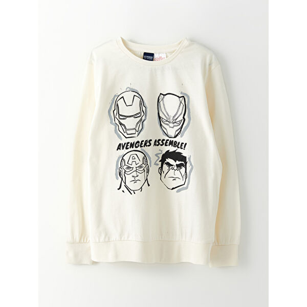 Bisiklet Yaka Avengers Baskılı Uzun Kollu Erkek Çocuk Tişört