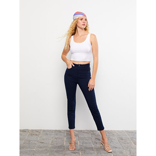 Standart Fit Düz Cep Detaylı Gabardin Kadın Pantolon