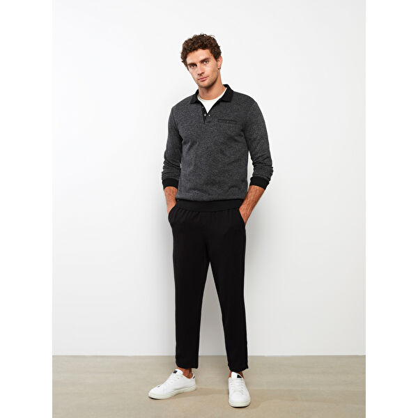 Polo Yaka Uzun Kollu Erkek Sweatshirt