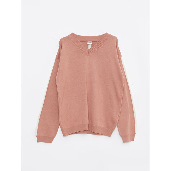 V Yaka Basic Uzun Kollu Kız Çocuk Triko Kazak