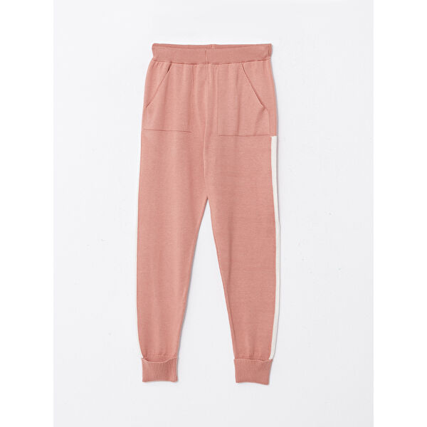 Beli Lastikli Basic Kız Çocuk Triko Tayt