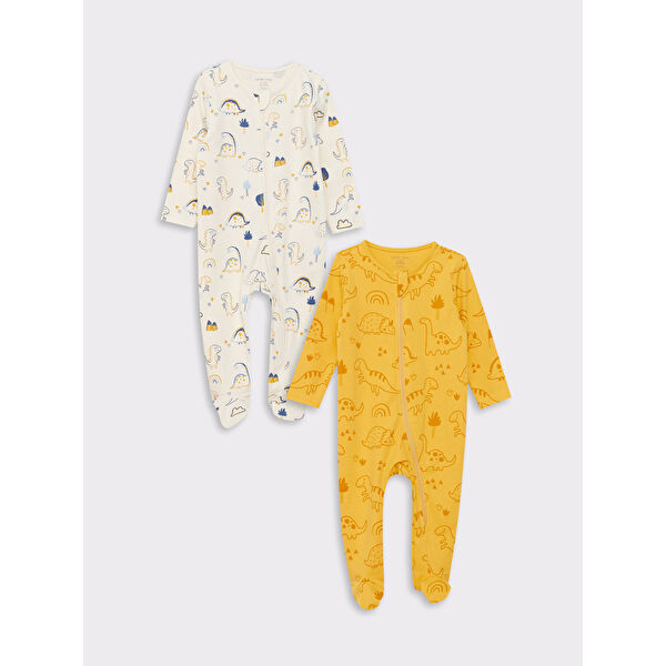 Bisiklet Yaka Uzun Kollu Baskılı Erkek Bebek Tulum 2'li