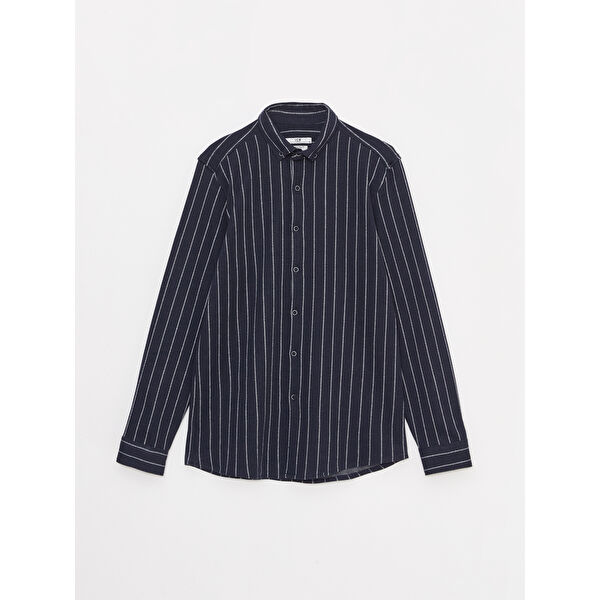 Slim Fit Uzun Kollu Çizgili Erkek Gömlek