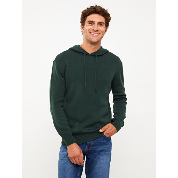 Kapüşonlu Uzun Kollu Erkek Triko Kazak Kapüşonlu Uzun Kollu Erkek Triko Kazak