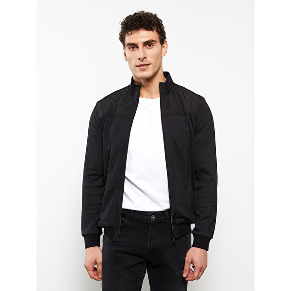 Standart Kalıp Dik Yaka Erkek Spor Hırka