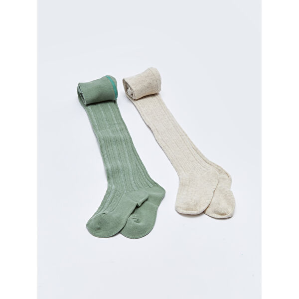 Kendinden Desenli Kız Çocuk Külotlu Çorap 2'li