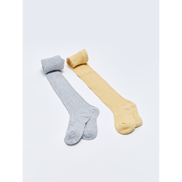 Kendinden Desenli Kız Çocuk Külotlu Çorap 2'li