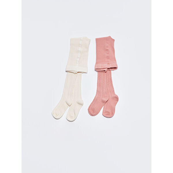 Kendinden Desenli Kız Çocuk Külotlu Çorap 2'li