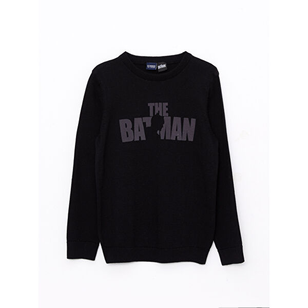 Bisiklet Yaka Batman Baskılı Uzun Kollu Erkek Çocuk Triko Kazak Bisiklet Yaka Batman Baskılı Uzun Kollu Erkek Çocuk Triko Kazak