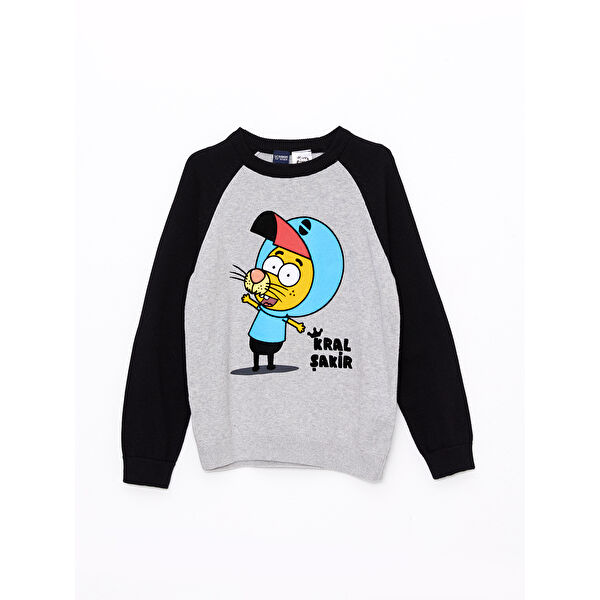 Bisiklet Yaka Kral Şakir Baskılı Uzun Kollu Erkek Çocuk Triko Kazak Bisiklet Yaka Kral Şakir Baskılı Uzun Kollu Erkek Çocuk Triko Kazak