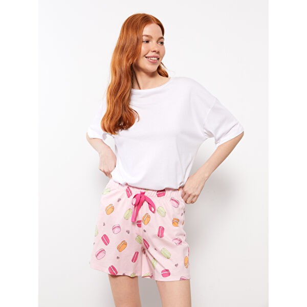 Beli Lastikli Desenli Pamuklu Kadın Pijama Alt