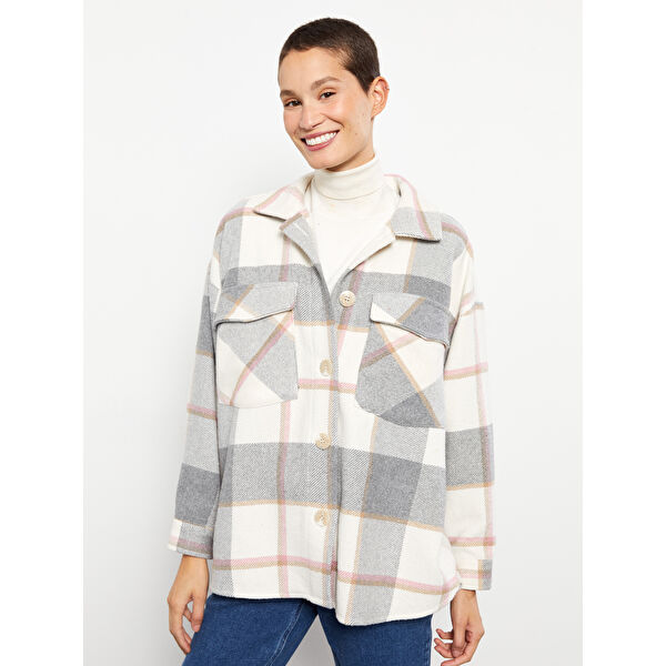 Ekose Uzun Kollu Flanel Oversize Kadın Gömlek Ceket Ekose Uzun Kollu Flanel Oversize Kadın Gömlek Ceket