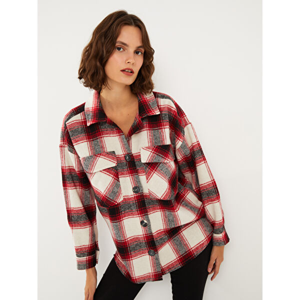 Ekose Uzun Kollu Flanel Oversize Kadın Gömlek Ceket Ekose Uzun Kollu Flanel Oversize Kadın Gömlek Ceket