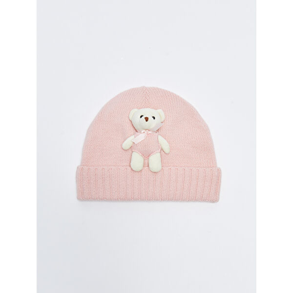 3D Ayıcık Aplikeli Kız Çocuk Bere