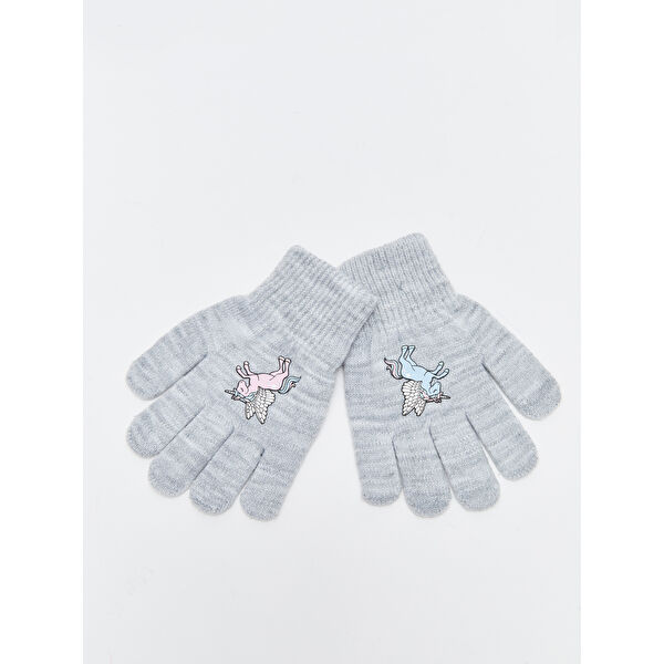 Baskılı Kız Çocuk Triko Eldiven