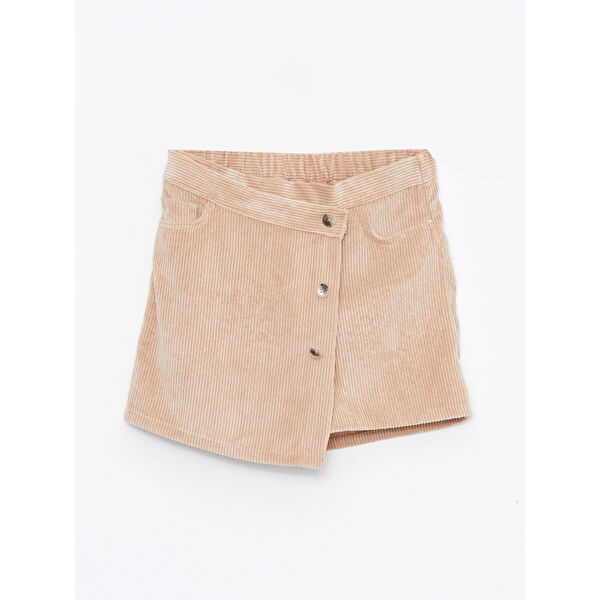 Beli Lastikli Basic Kadife Kız Çocuk Şort Etek