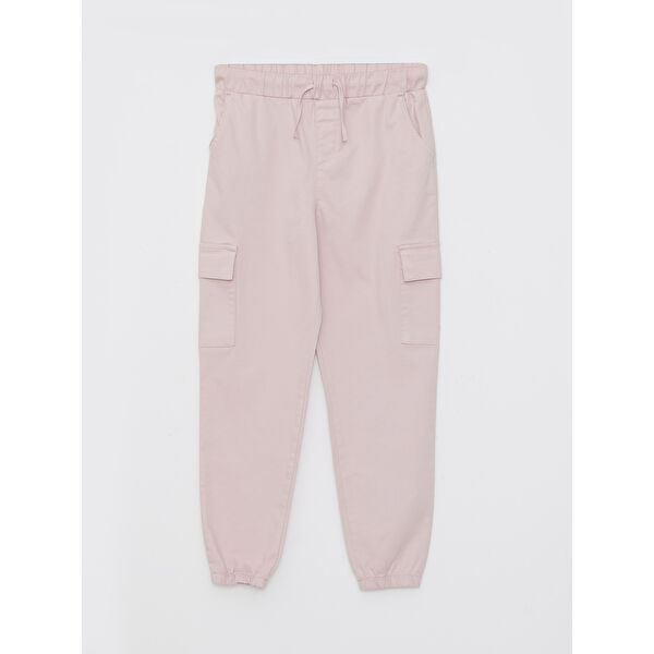 Beli Lastikli Basic Gabardin Kız Çocuk Jogger Kargo Pantolon Beli Lastikli Basic Gabardin Kız Çocuk Jogger Kargo Pantolon
