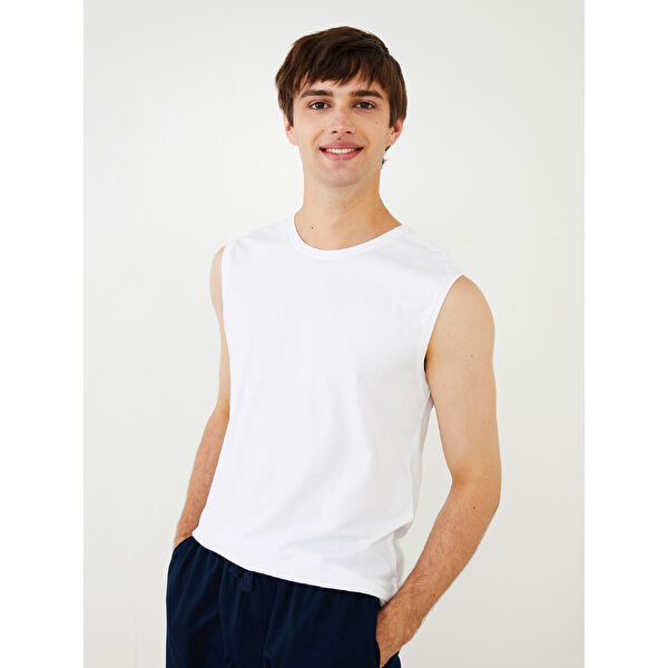 Bisiklet Yaka Kolsuz Pamuklu Erkek Atlet