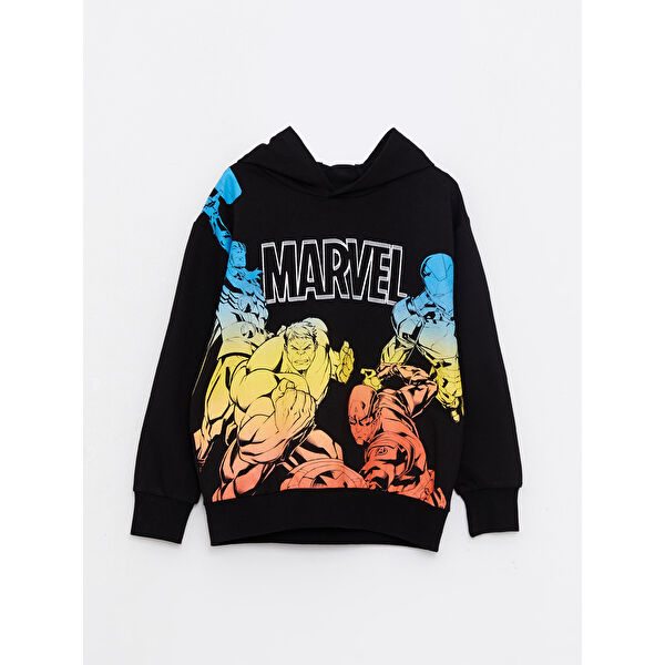 Kapüşonlu Marvel Baskılı Uzun Kollu Erkek Çocuk Sweatshirt Kapüşonlu Marvel Baskılı Uzun Kollu Erkek Çocuk Sweatshirt