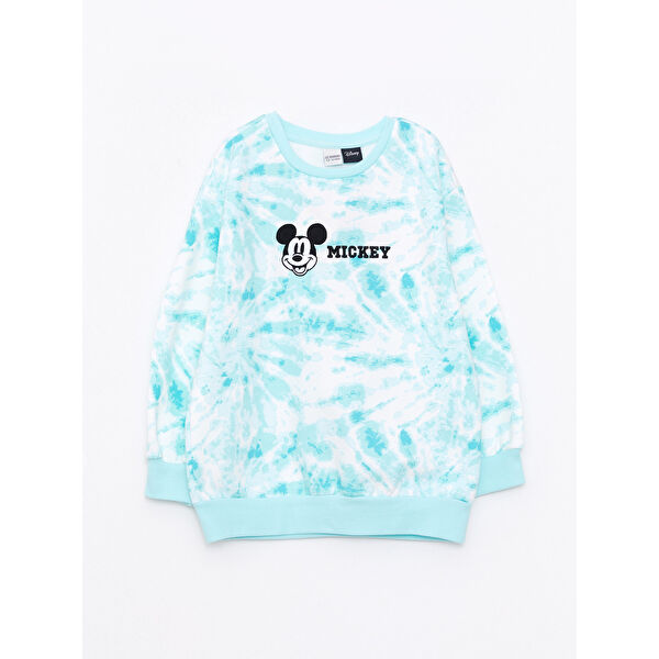 Bisiklet Yaka Mickey Mouse Nakışlı Uzun Kollu Kız Çocuk Sweatshirt Bisiklet Yaka Mickey Mouse Nakışlı Uzun Kollu Kız Çocuk Sweatshirt
