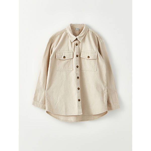 Basic Uzun Kollu Kadife Kız Çocuk Gömlek Basic Uzun Kollu Kadife Kız Çocuk Gömlek