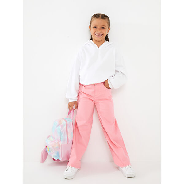 Basic Geniş Paça Gabardin Kız Çocuk Pantolon