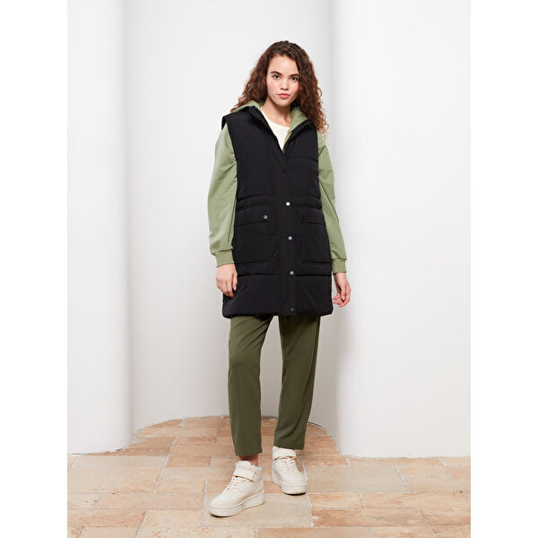 Dik Yaka Düz Kadın Şişme Yelek