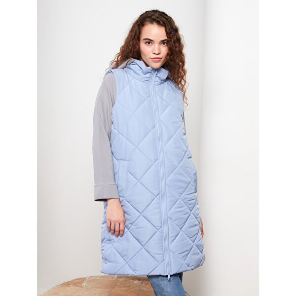 Dik Yaka Kapitone Desenli Kadın Şişme Yelek Dik Yaka Kapitone Desenli Kadın Şişme Yelek