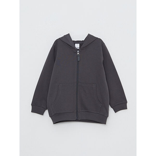 Kapüşonlu Uzun Kol Basic Erkek Bebek Fermuarlı Sweatshirt Kapüşonlu Uzun Kol Basic Erkek Bebek Fermuarlı Sweatshirt