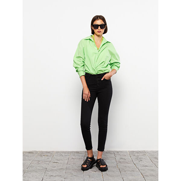 Yüksek Bel Süper Skinny Fit Düz Cep Detaylı Kadın Jean Pantolon