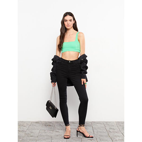 Yüksek Bel Süper Skinny Fit Düz Cep Detaylı Kadın Rodeo Jean Pantolon Yüksek Bel Süper Skinny Fit Düz Cep Detaylı Kadın Rodeo Jean Pantolon