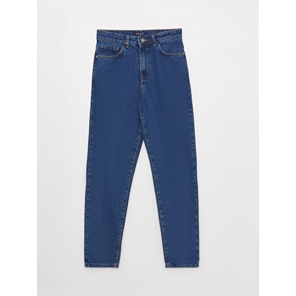 Mom Fit Düz Kadın Jean Pantolon