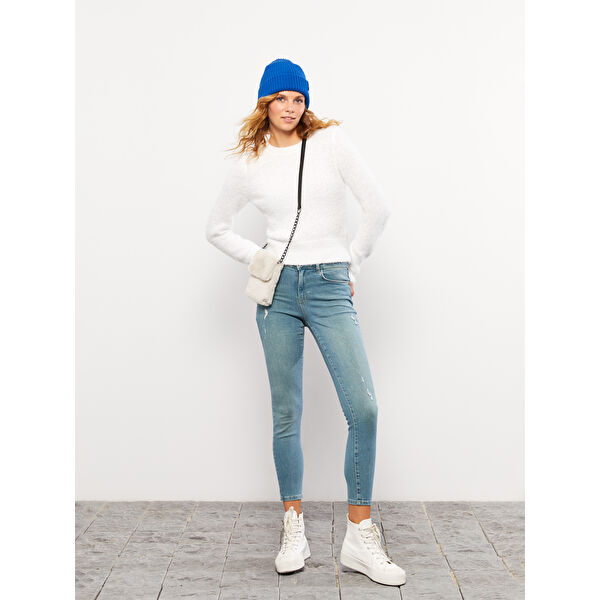 Yüksek Bel Skinny Fit Düz Kadın Jean Pantolon