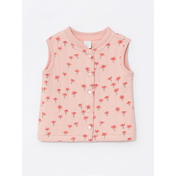 Bisiklet Yaka Baskılı Kız Bebek Yelek