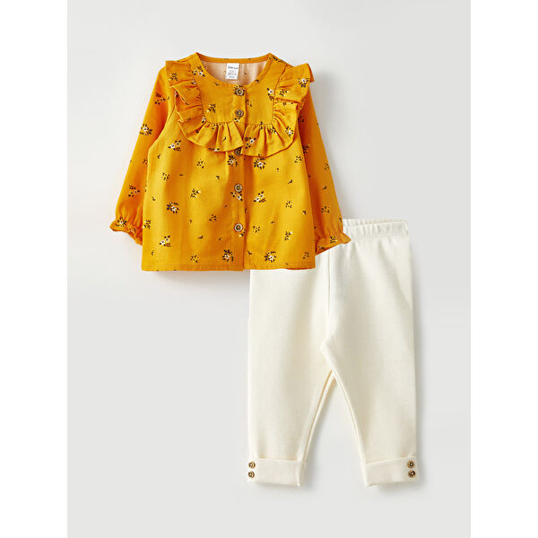 Bisiklet Yaka Uzun Kollu Baskılı Kız Bebek Bluz ve Tayt 2'li Takım Bisiklet Yaka Uzun Kollu Baskılı Kız Bebek Bluz ve Tayt 2'li Takım