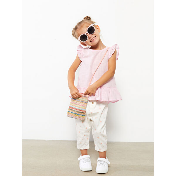 Beli Lastikli Desenli Gabardin Kız Bebek Pantolon Beli Lastikli Desenli Gabardin Kız Bebek Pantolon