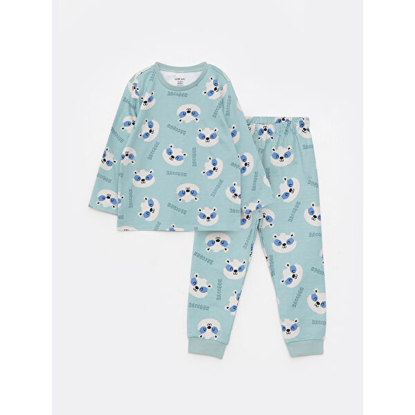 Bisiklet Yaka Uzun Kollu Baskılı Erkek Bebek Pijama Takımı 2'li