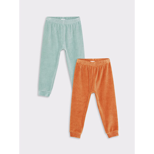 Beli Lastikli Kadife Erkek Bebek Pijama Alt 2'li