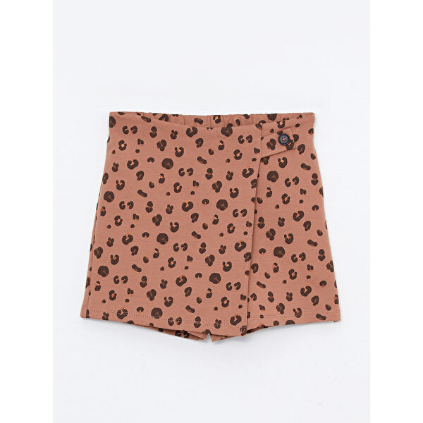 Beli Lastikli Desenli Kız Çocuk Şort Etek