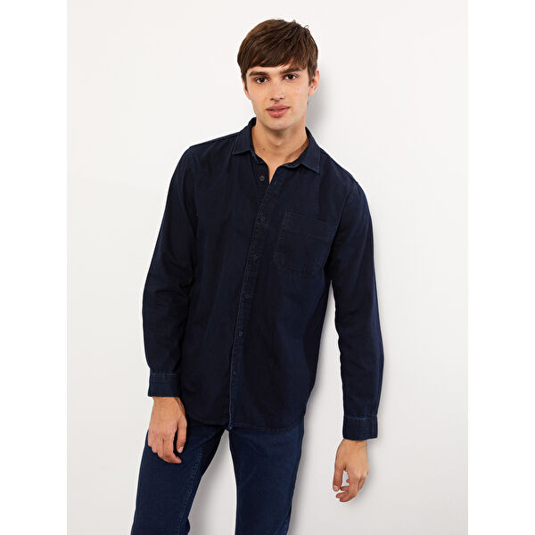 Regular Fit Uzun Kollu Erkek Jean Gömlek Regular Fit Uzun Kollu Erkek Jean Gömlek