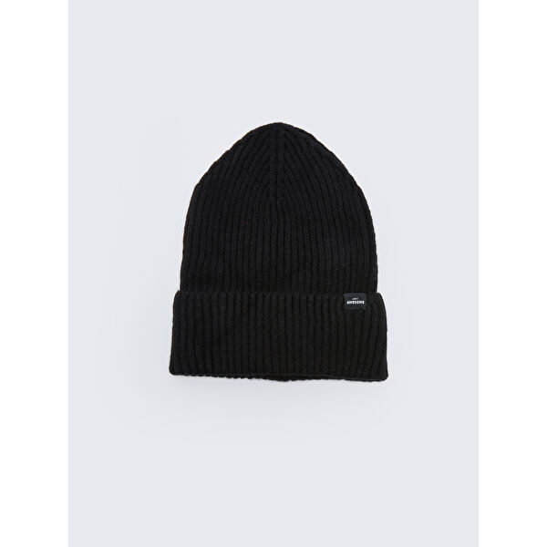 Etiket Baskılı Kadın Triko Bere