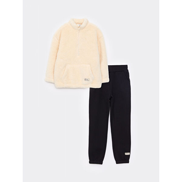 Dik Yaka Basic Uzun Kollu Kız Çocuk Sweatshirt ve Eşofman Altı Dik Yaka Basic Uzun Kollu Kız Çocuk Sweatshirt ve Eşofman Altı