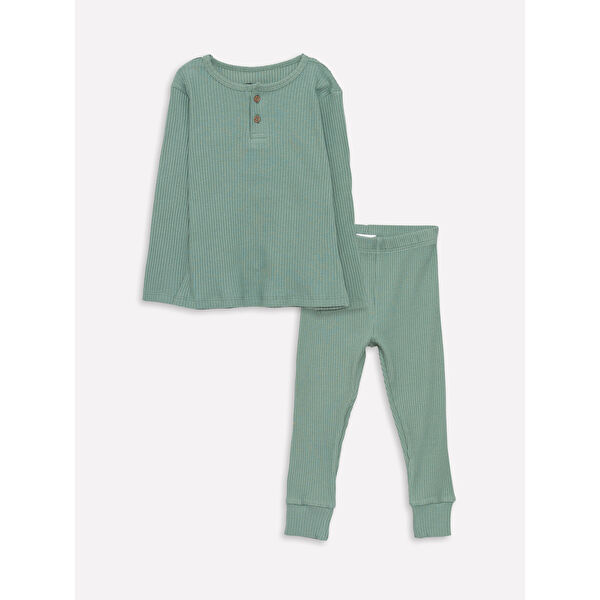 Bisiklet Yaka Uzun Kollu Basic Kız Bebek Pijama Takımı